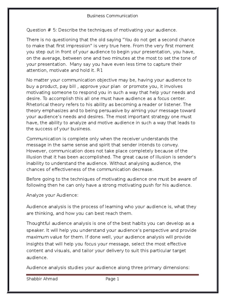 Audience Motivation Techniques | PDF | Audience | Motivation