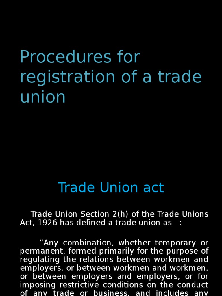 Prodedure For Registration of Trade Union | PDF | Trade Union | Trade
