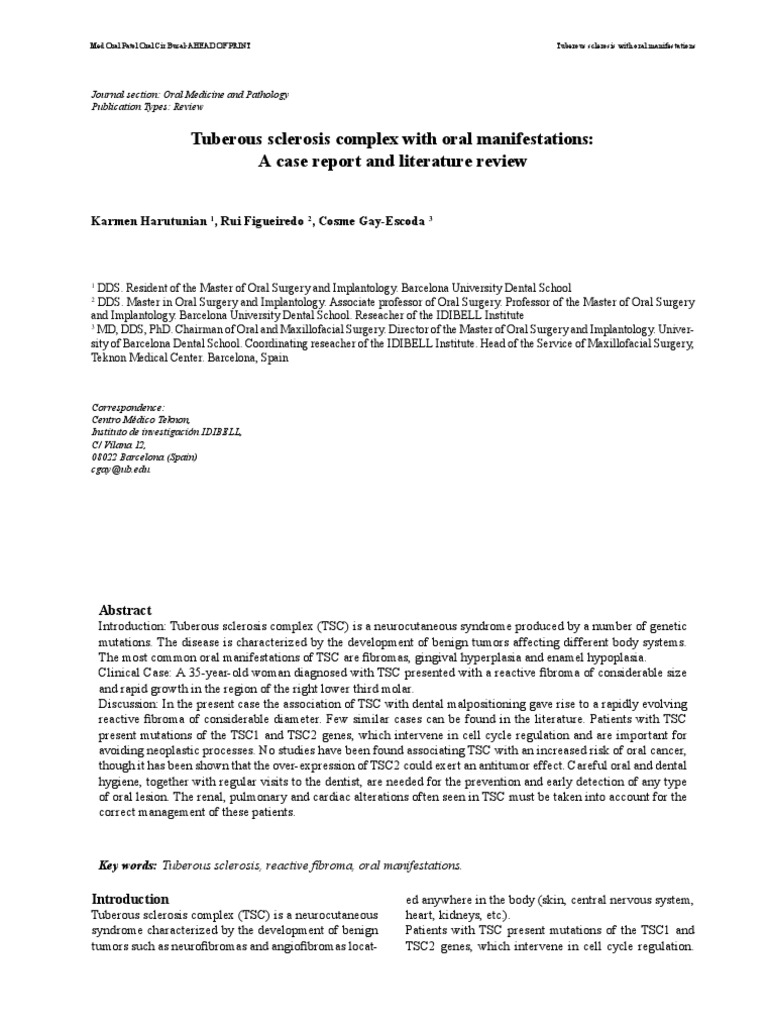 Esclerosis Tuberosa | PDF | Medicine | Clinical Medicine