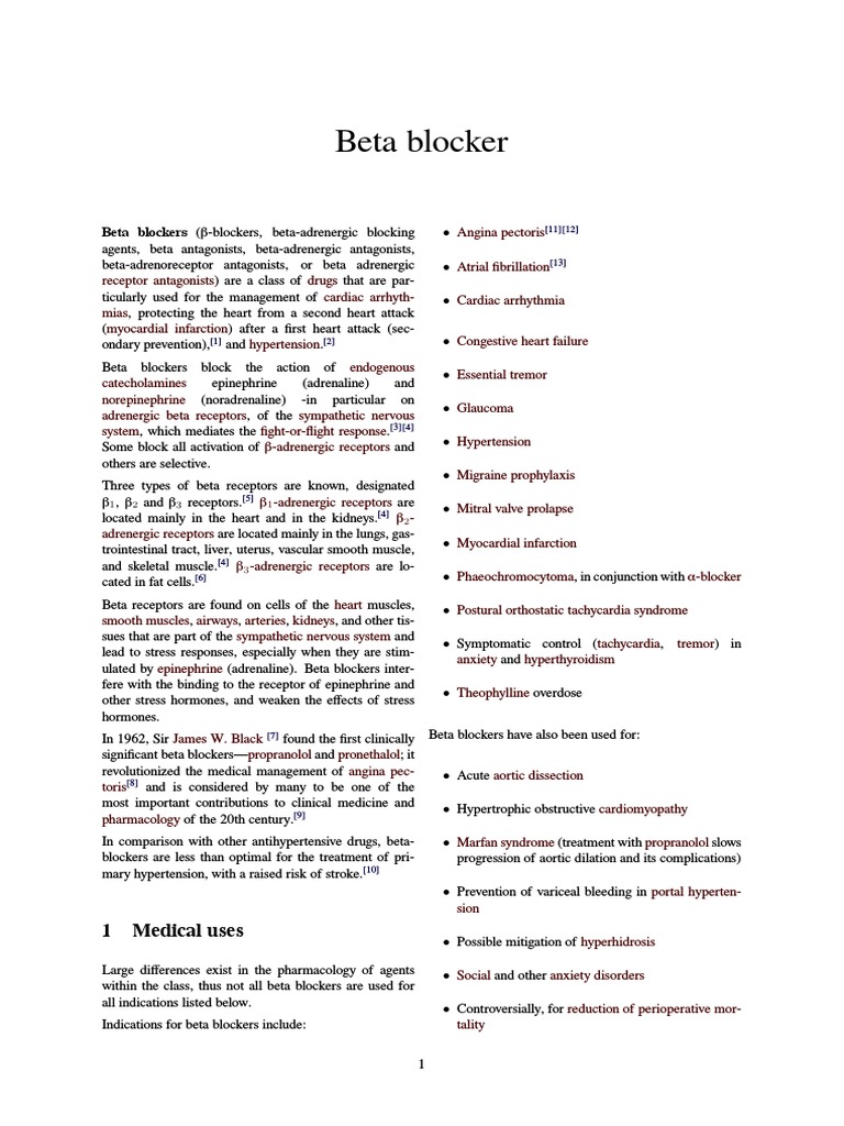 Beta Blocker | PDF | Epinephrine | Drugs