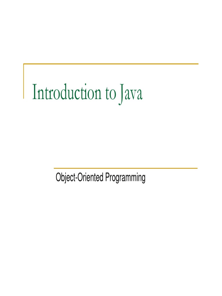 Introduction To Java Object Oriented Programming Pdf Java Virtual Machine Java Software