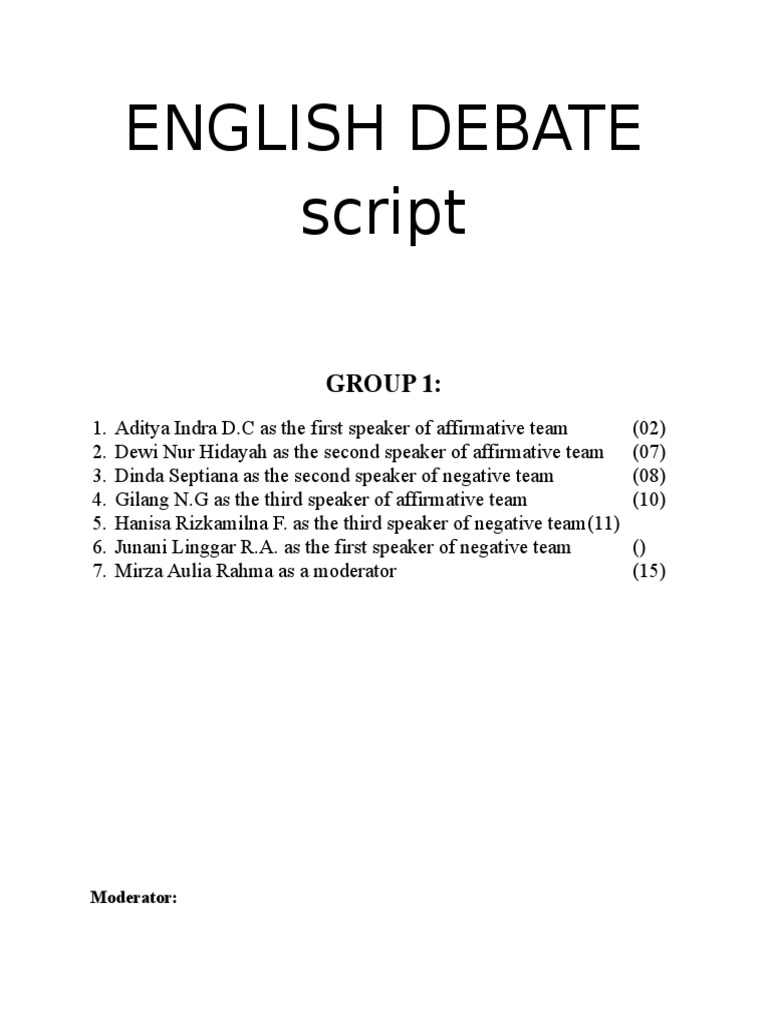 English Debate Script | PDF | Social Networking Service | Adolescence