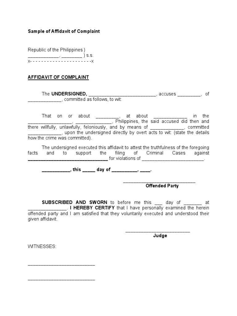 Affidavit Samples for Legal Proceedings | PDF | Affidavit | Search Warrant