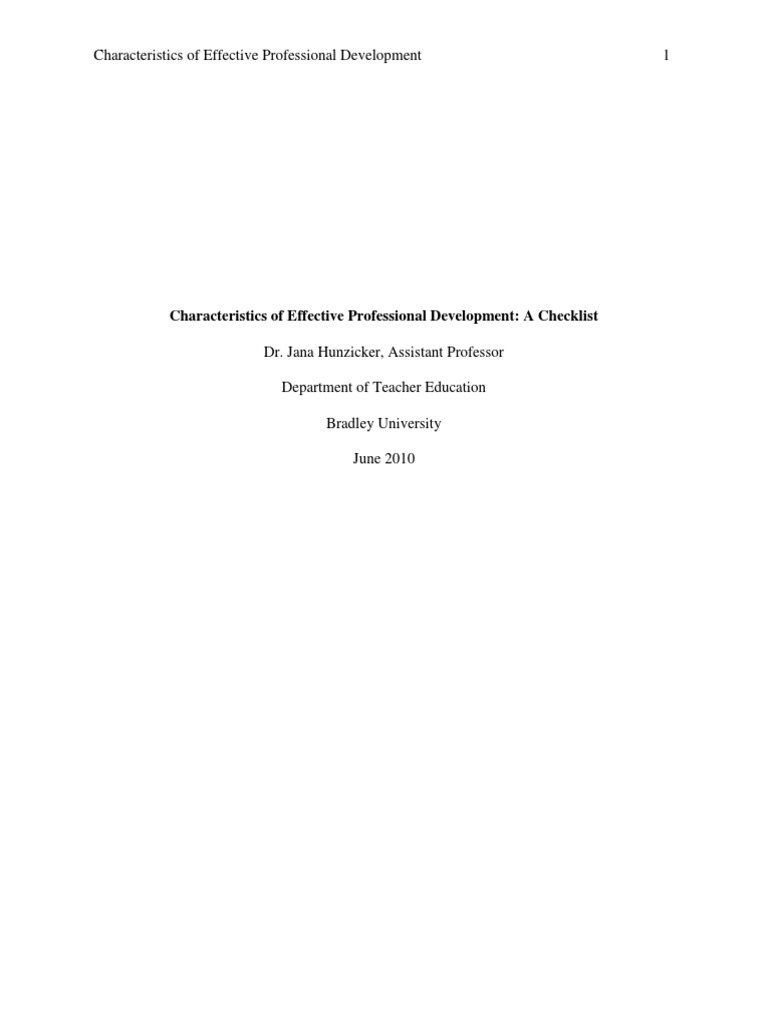 Effective Professional Development Checklist | PDF | Teachers | Motivation