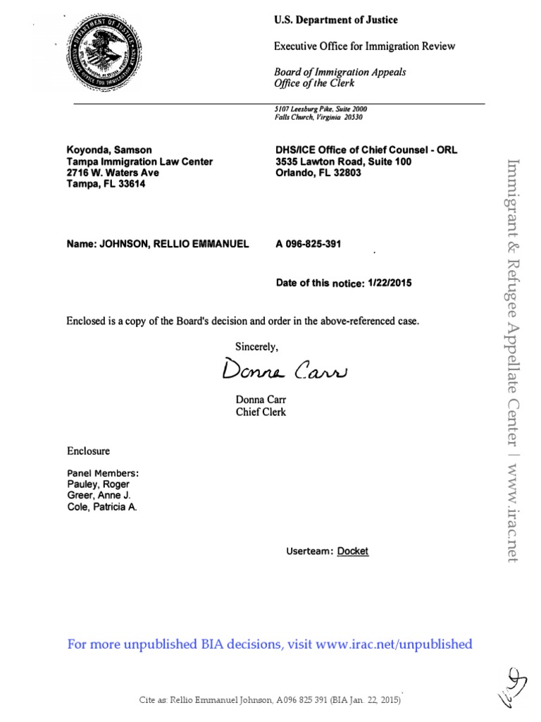 Johnson BIA Remand Order Summary | PDF | Removal Proceedings ...