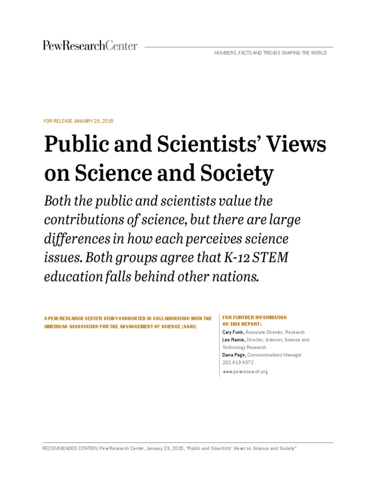 Pew Science and Society Report | PDF | Scientist | Survey Methodology