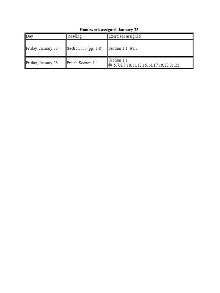 Day Reading Exercises Assigned Friday January 23 Section 1 1 Pp 1 8