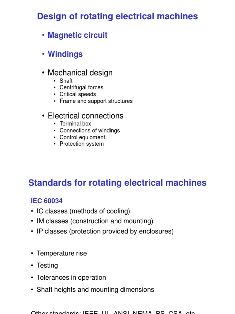 Design of Rotating Electrical Machines: - Magnetic Circuit - Windings ...