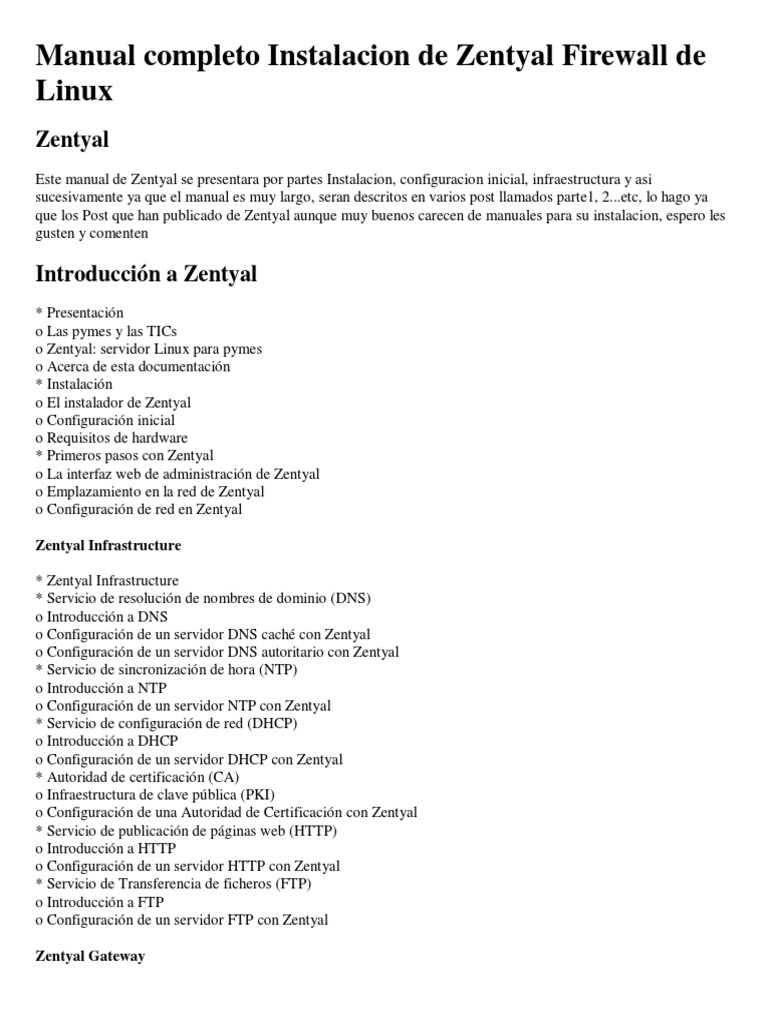 Manual Zentyal Linux | PDF | Negocios | Tecnología