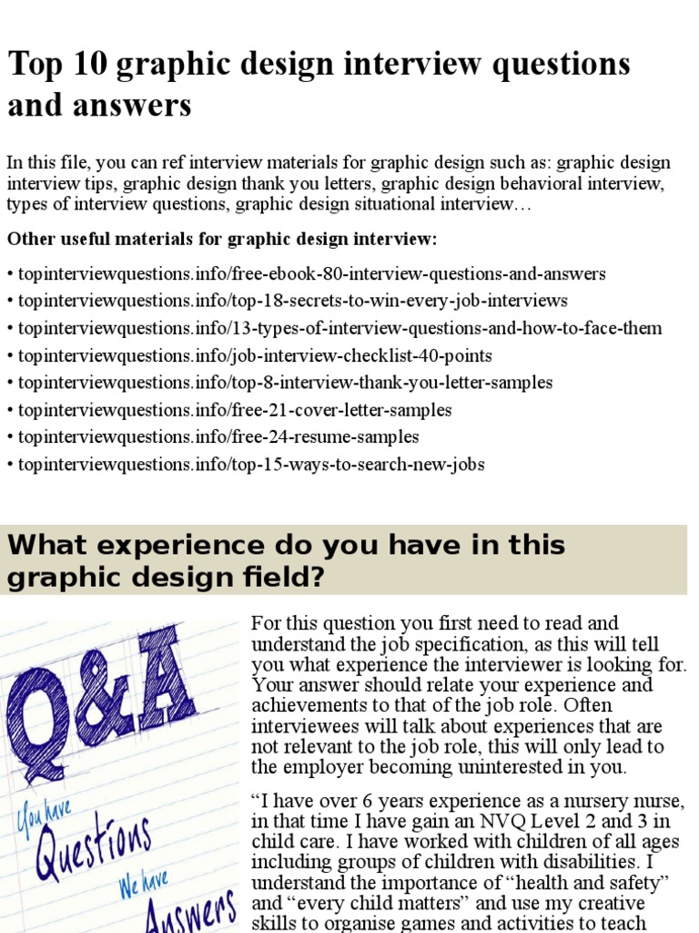 Top 10 Graphic Design Interview Questions and Answers | PDF | Job ...