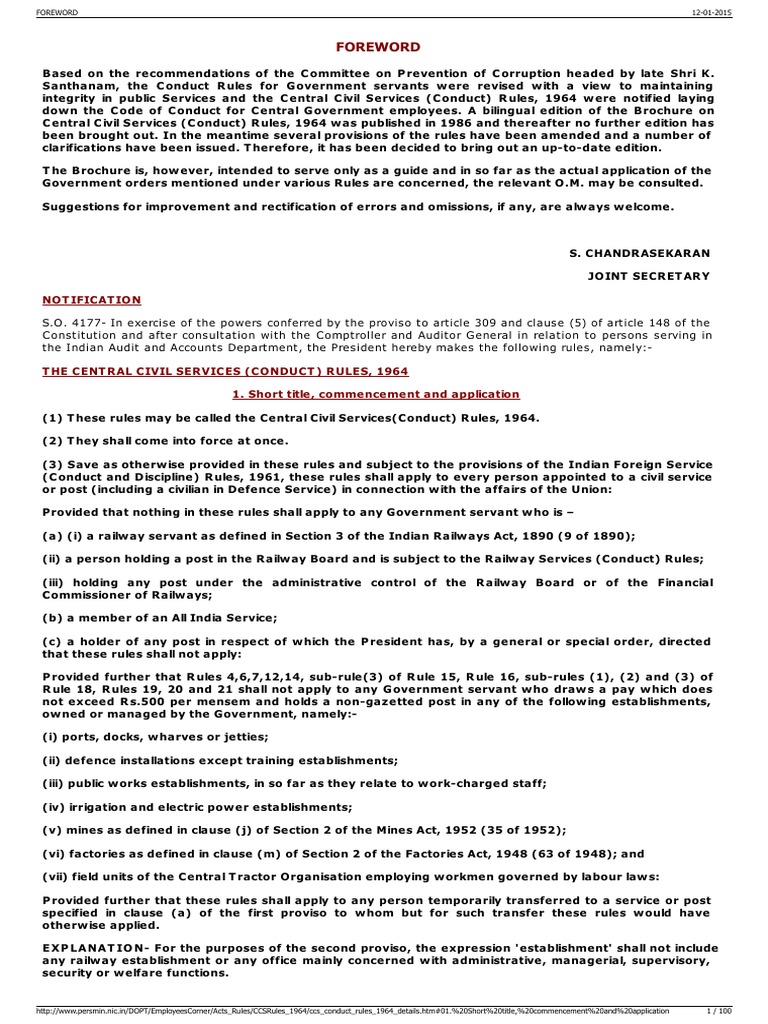 Conduct Rules, 1964 | PDF | Member Of Parliament | Employment