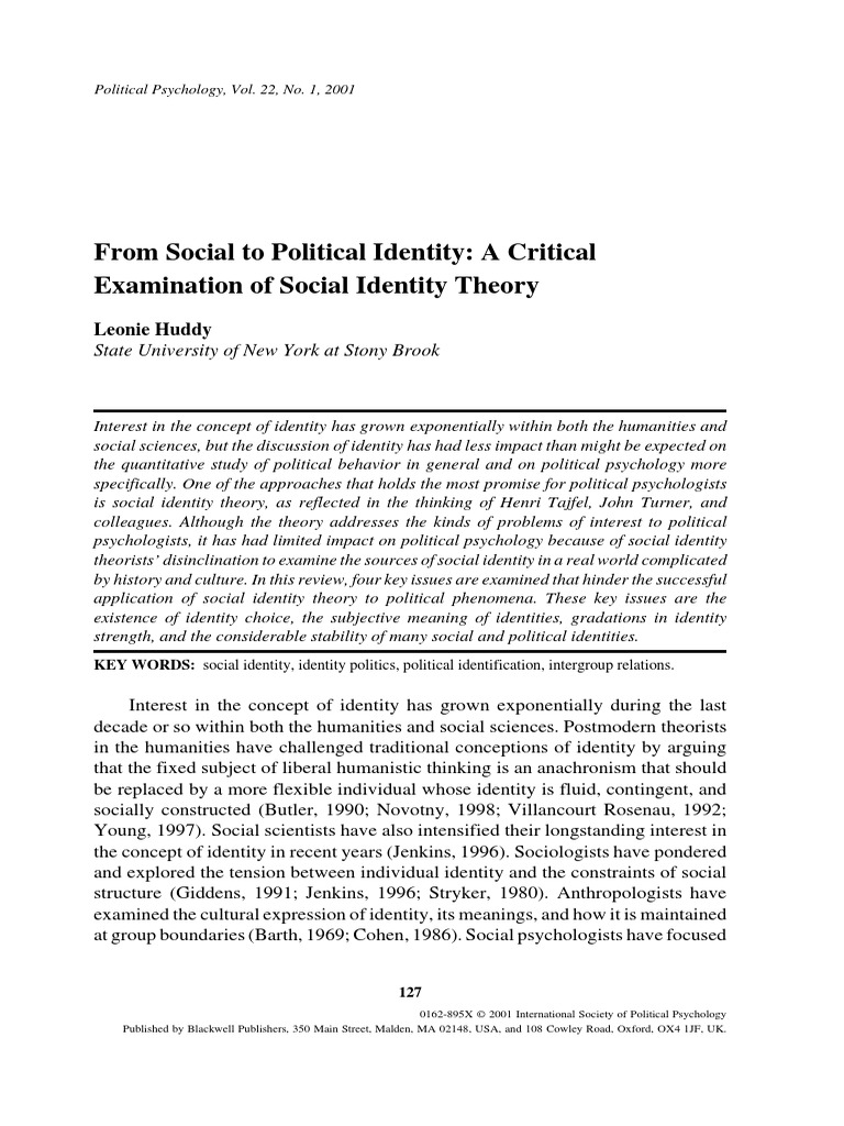 From Social To Political Identity: A Critical Examination of Social ...