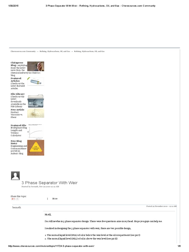 3 Phase Separator With Weir - Refining, Hydrocarbons, Oil, and Gas ...