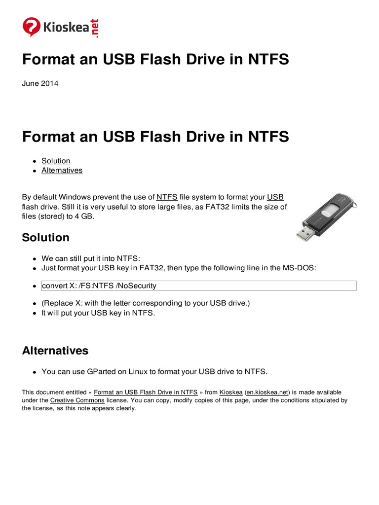 Format An Usb Flash Drive in Ntfs 8342 l4d905 | PDF