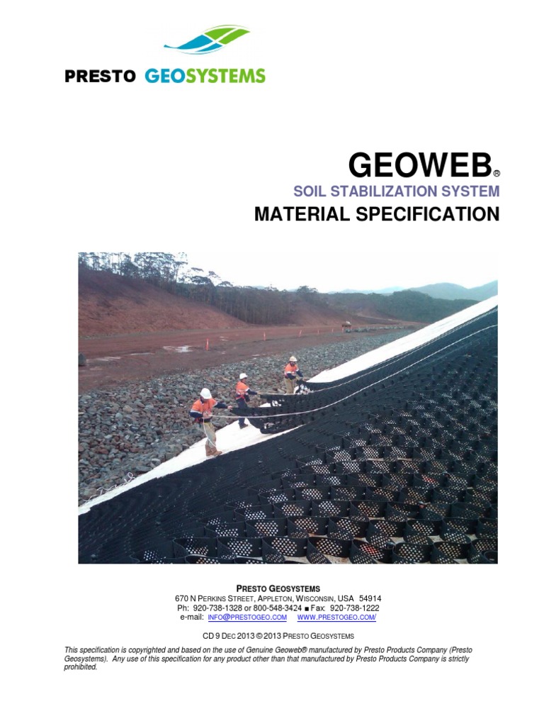 Geoweb Material Specification | PDF | Fiberglass | Sheet Metal