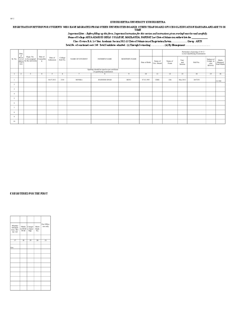 Important Note:-Before Filling Up This Form, Important Instruction For ...