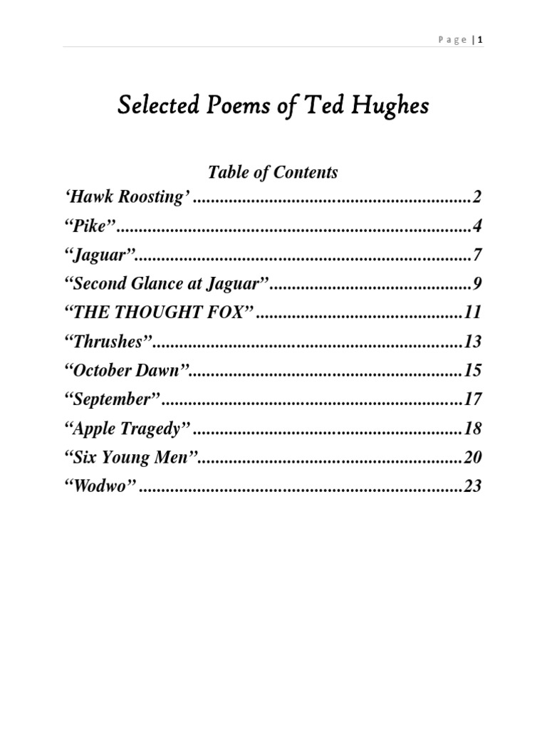 Selected Poems of Ted Hughes | PDF | Nature