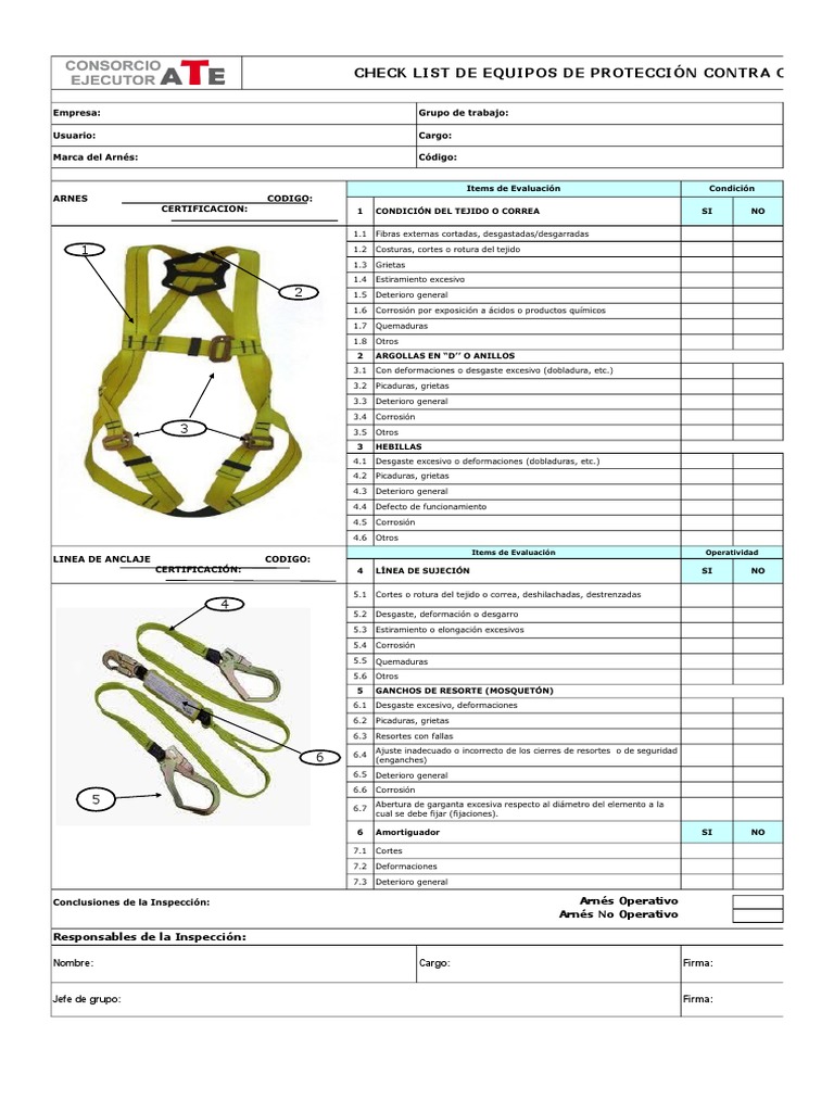 Check List Arnes | PDF