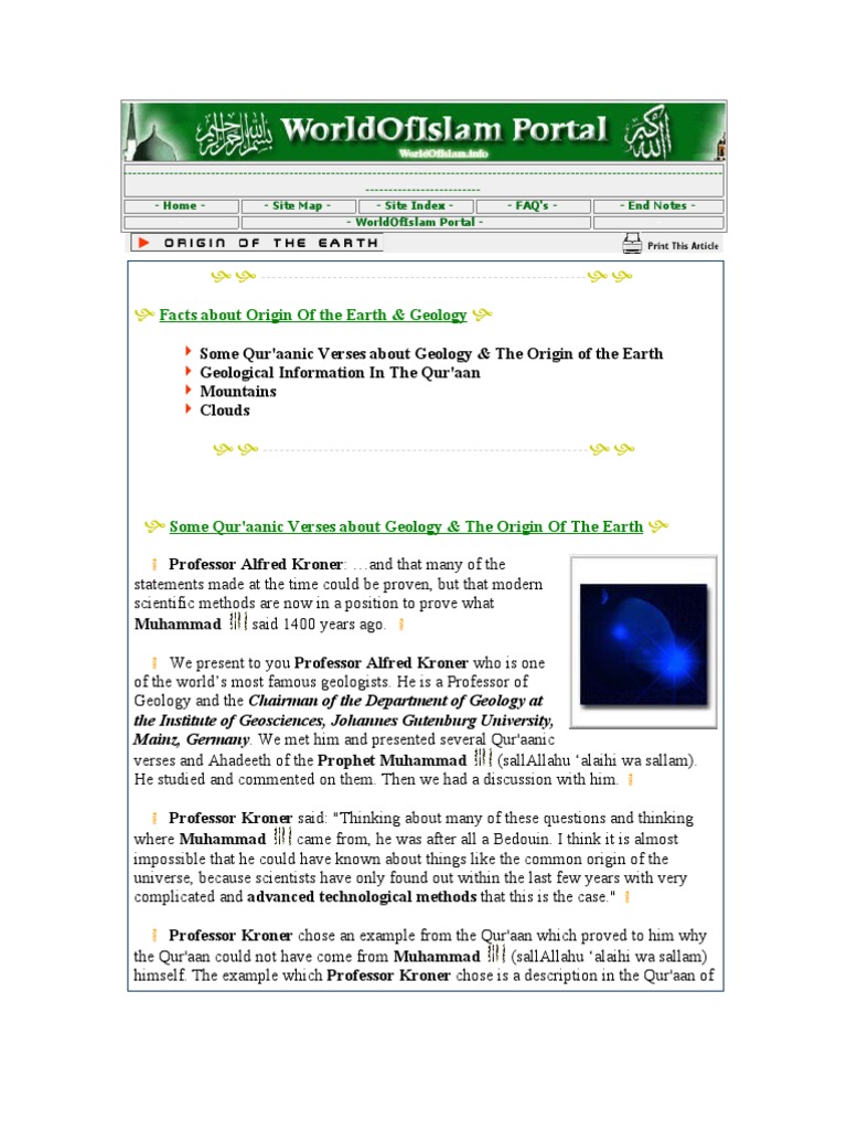 Origin of World. Islam and Science | PDF | Arabian Peninsula | Quran