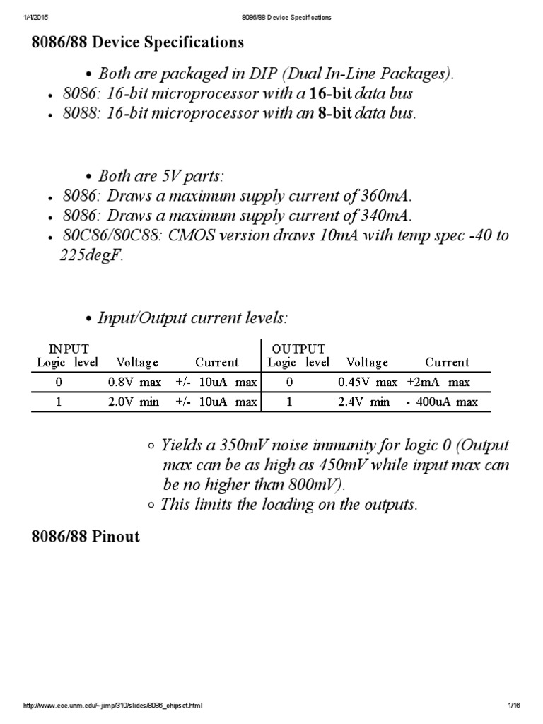 8086 - 88 Device Specifications | PDF | Input/Output | Electronic Design