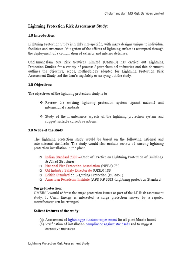 Lightning Protection Risk Assessment Study - Write Up | PDF | Risk ...