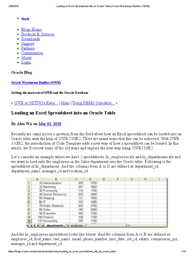 Excel to Oracle Table with OWB | PDF | Oracle Database | Microsoft Excel