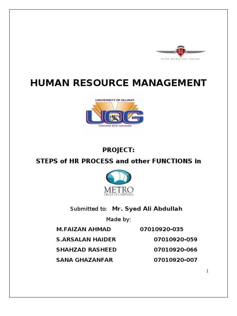 HRM Project of Metro | PDF | Recruitment | Employment
