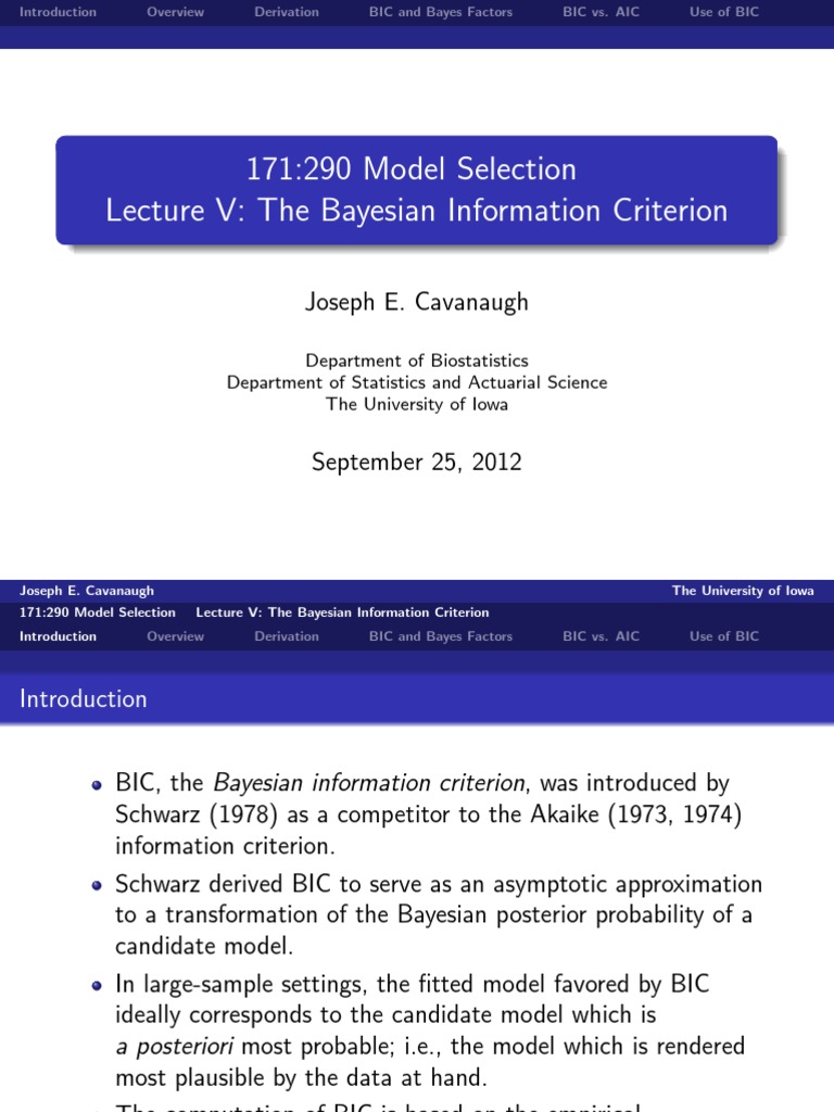 The Bayesian Information Criterion | PDF | Akaike Information Criterion ...