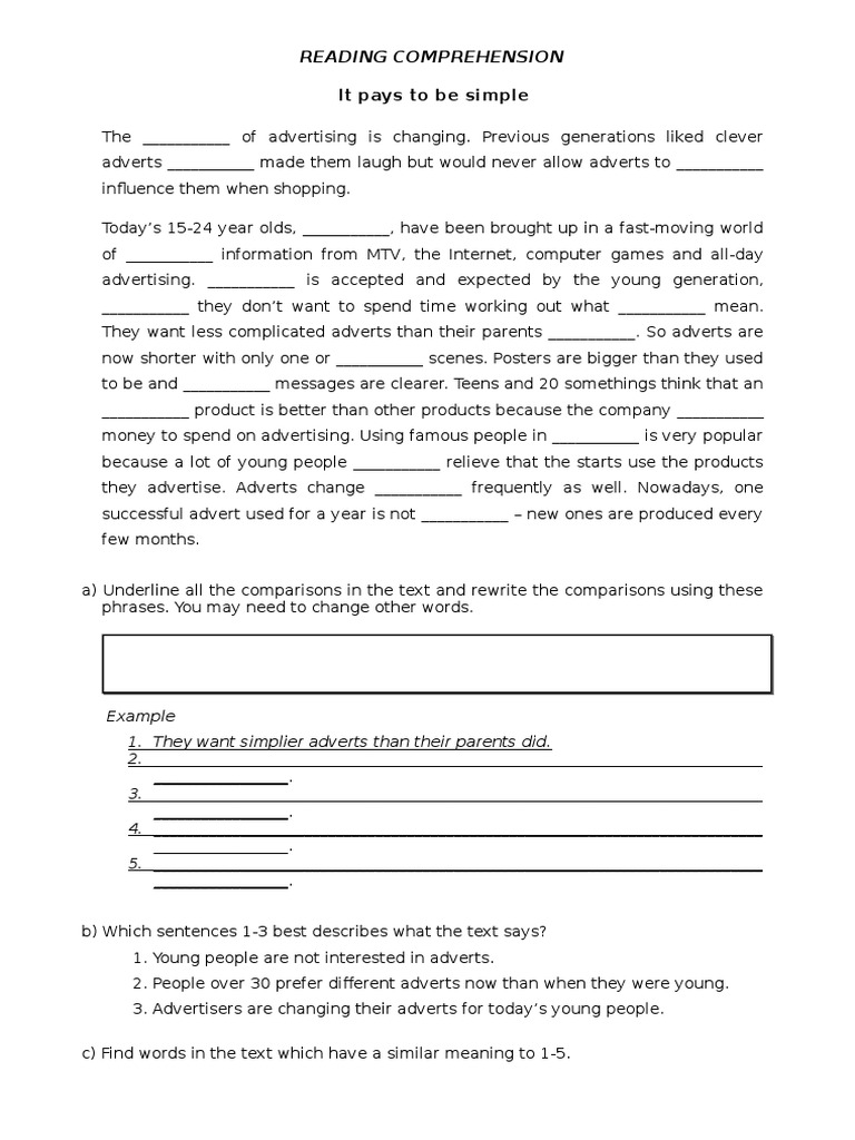 Open Cloze & Reading Activities | PDF | Weather | Advertising