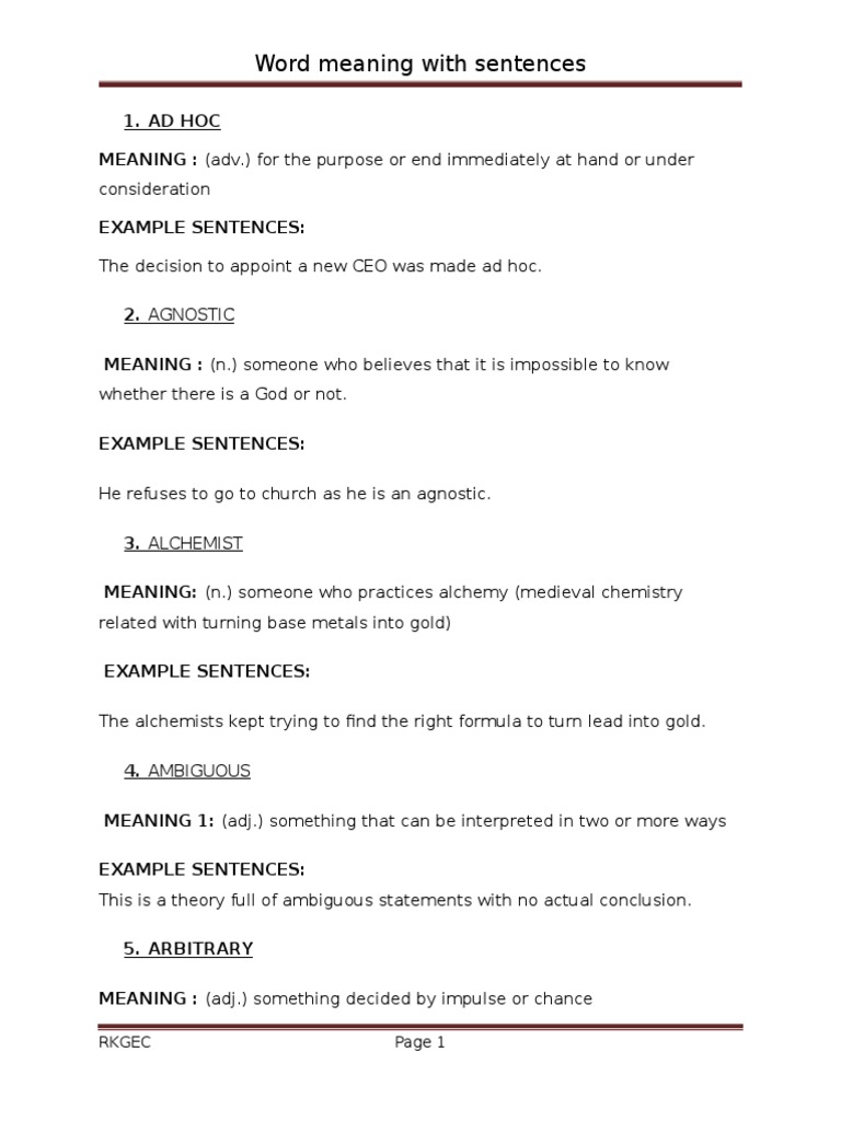 List of English Words With Meaning and Sentences | PDF | Semantics ...