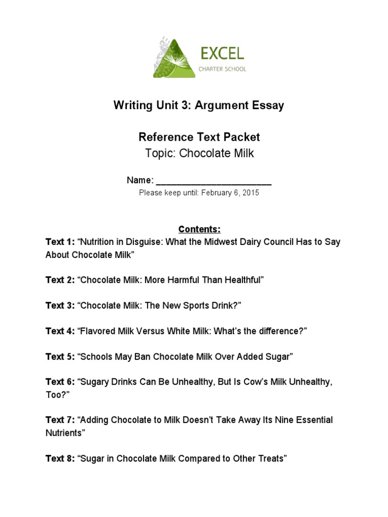 Unit 3 Argumentative Essay Research | PDF | Milk | Soft Drink
