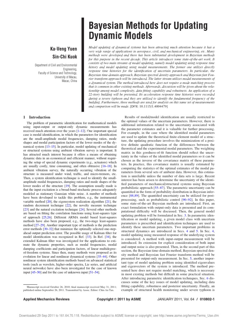 Bayesian Model Updatingreview Paper | PDF | Eigenvalues And Eigenvectors | Spectral Density