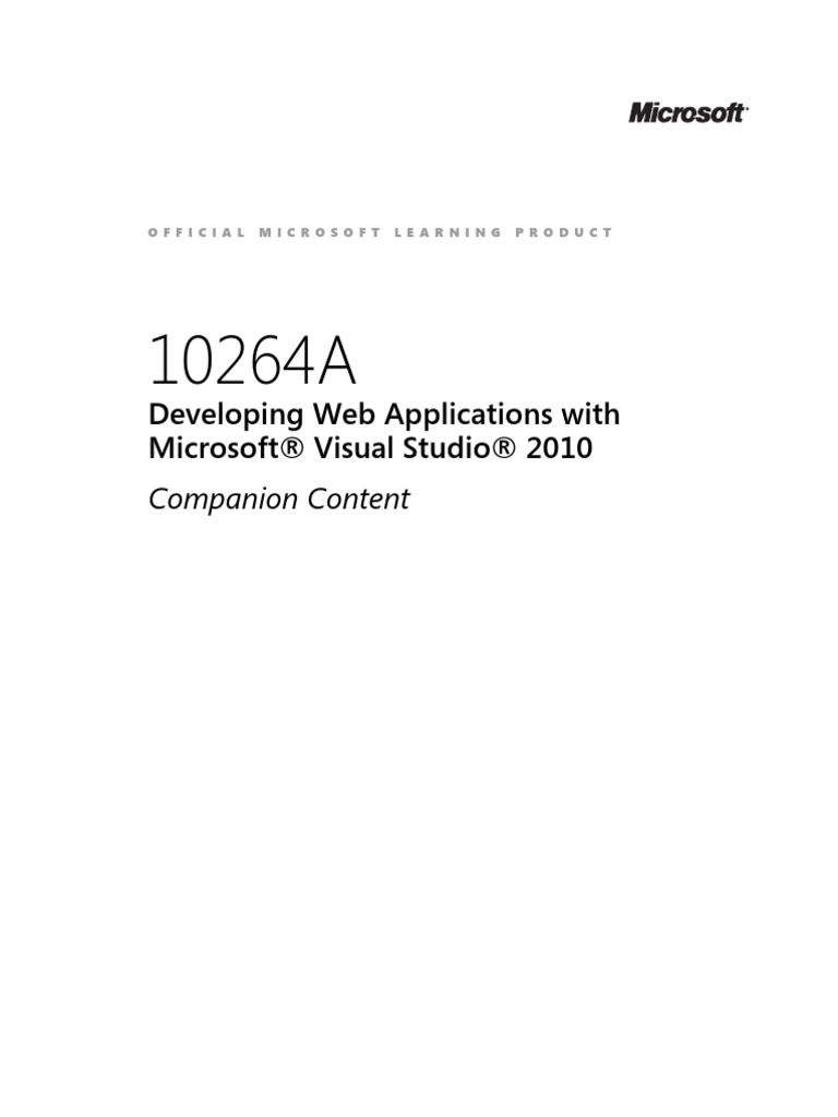 10264A Developing Web Applications With Microsoft Visual Studio 2010 ...
