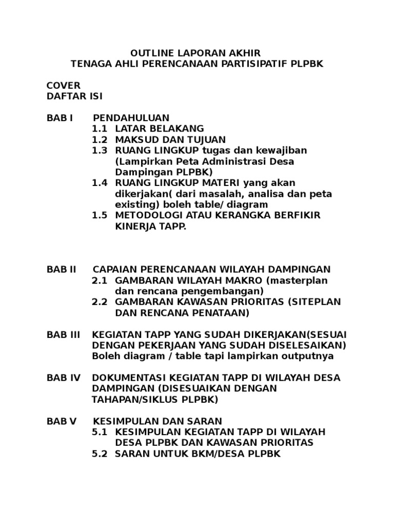 Outline Laporan Akhir Tapp | PDF