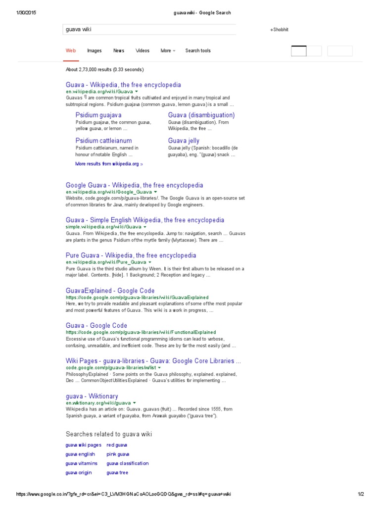 Guava Wiki - Google Search | PDF | Wikipedia | Wiki