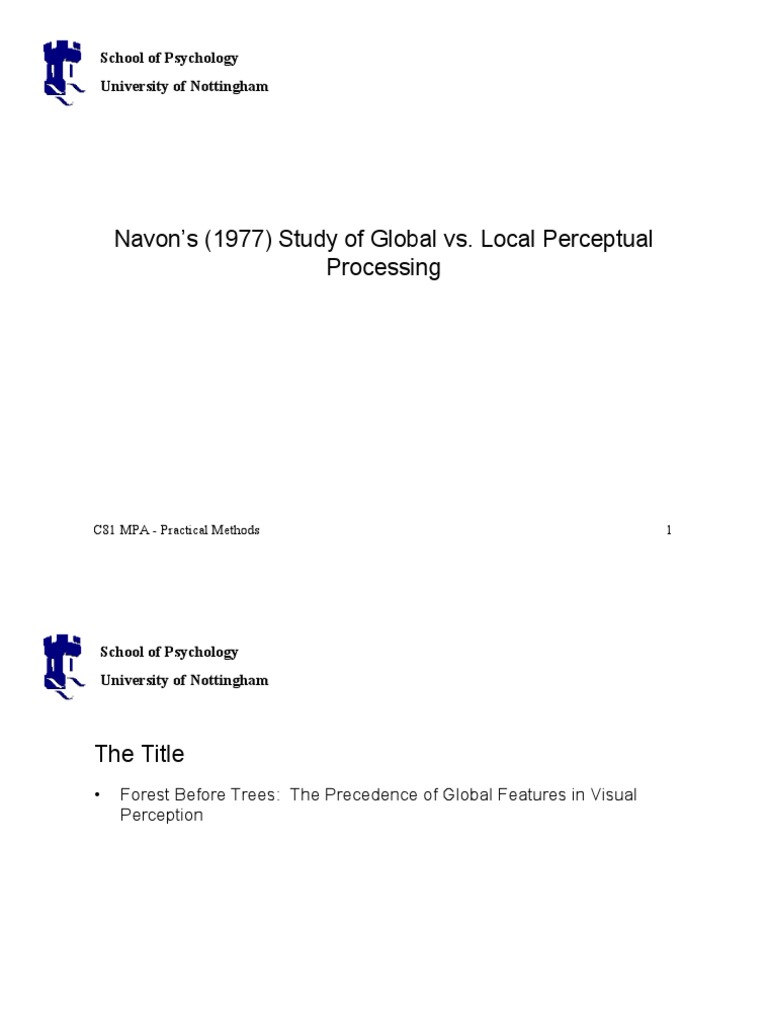 Navon Experiment | PDF | Perception | Experiment