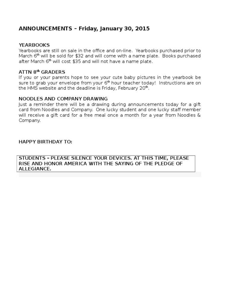 Announcements | PDF