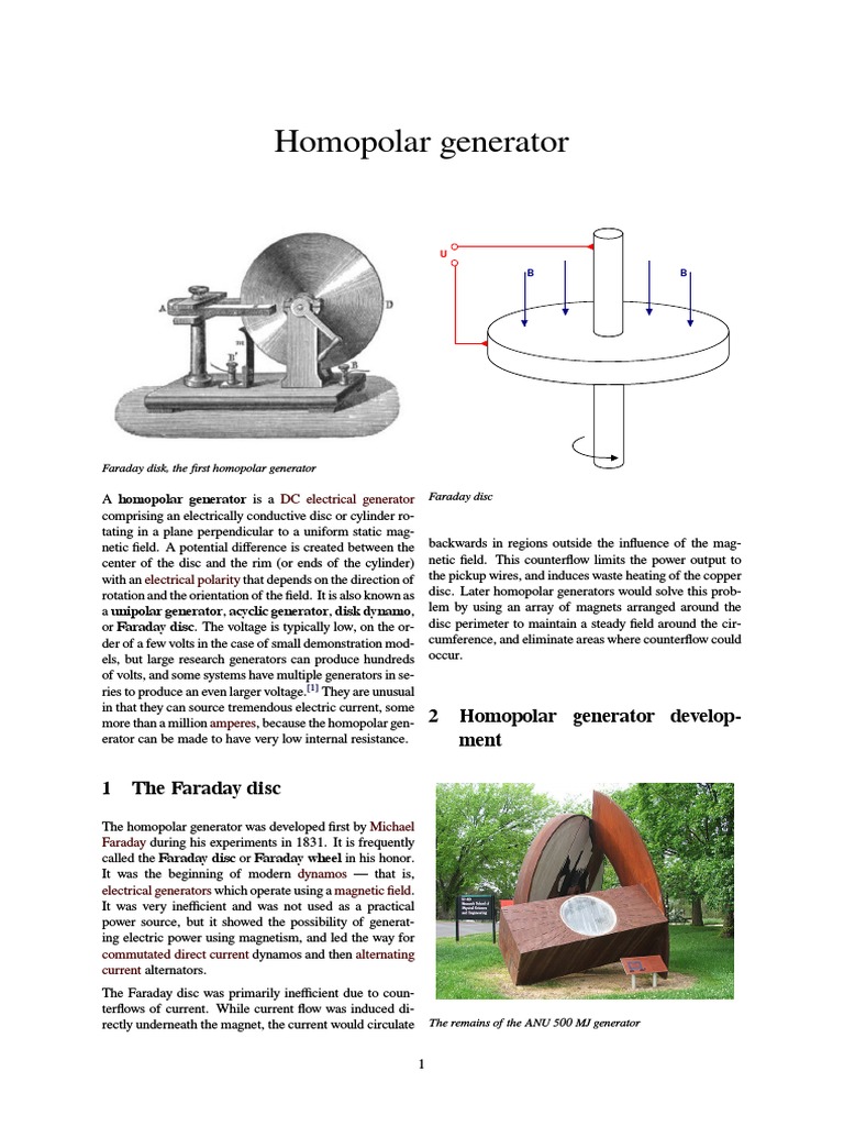 Homopolar Generator | PDF | Electric Generator | Machines