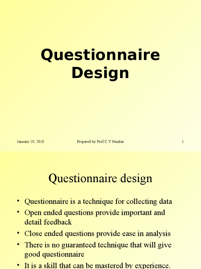 Effective Questionnaire Design Guide | PDF | Questionnaire | Survey ...