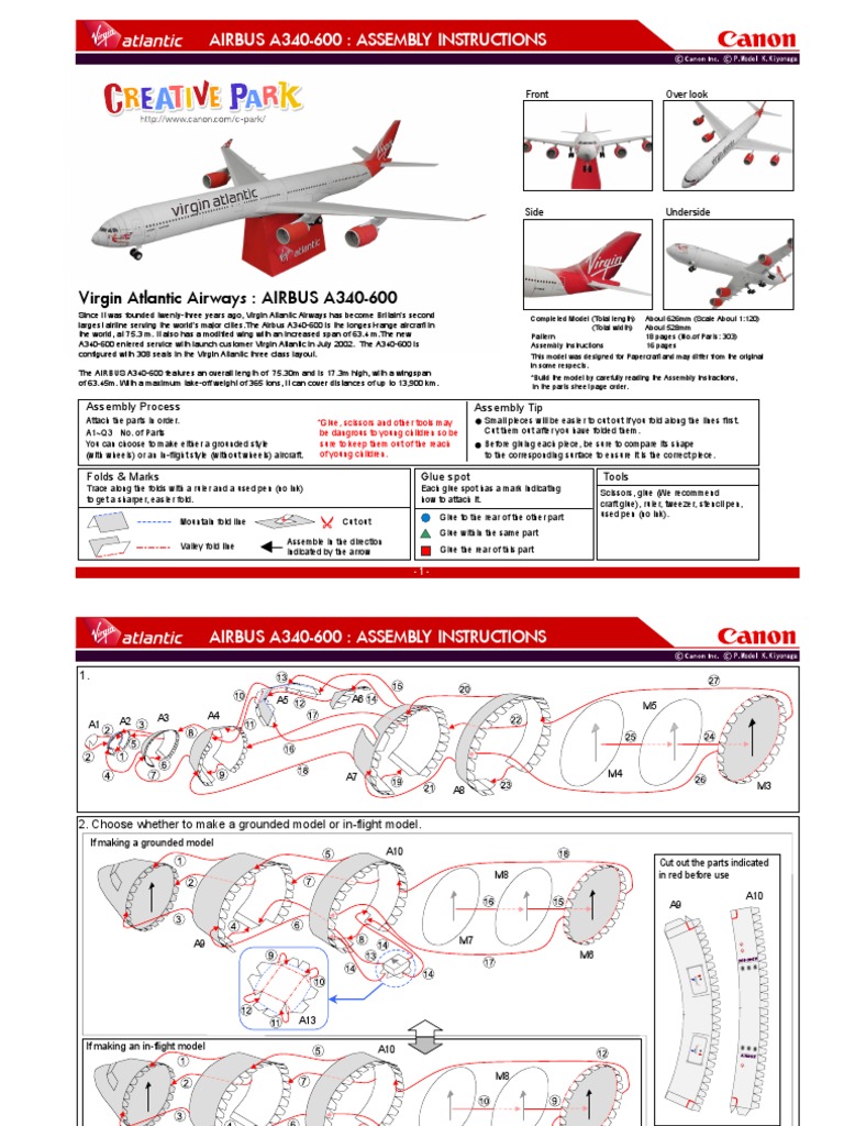 Virgin Atlantic Airways paper model | Airbus | Aviation