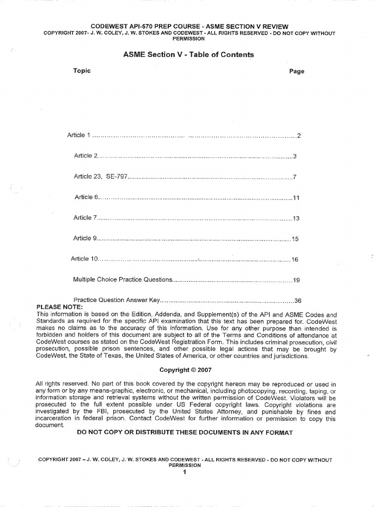 Api 570 Course Note-Asme V PDF | PDF