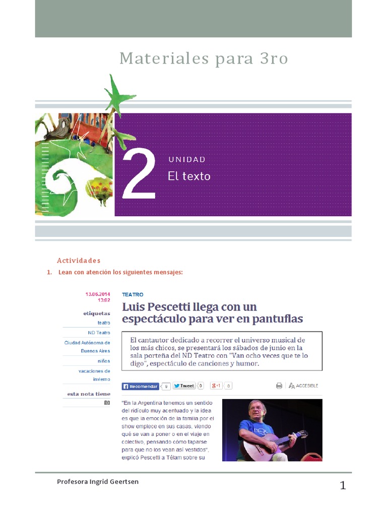 Materiales para 3ro Unidad 2 | PDF | Palabra | Lingüística