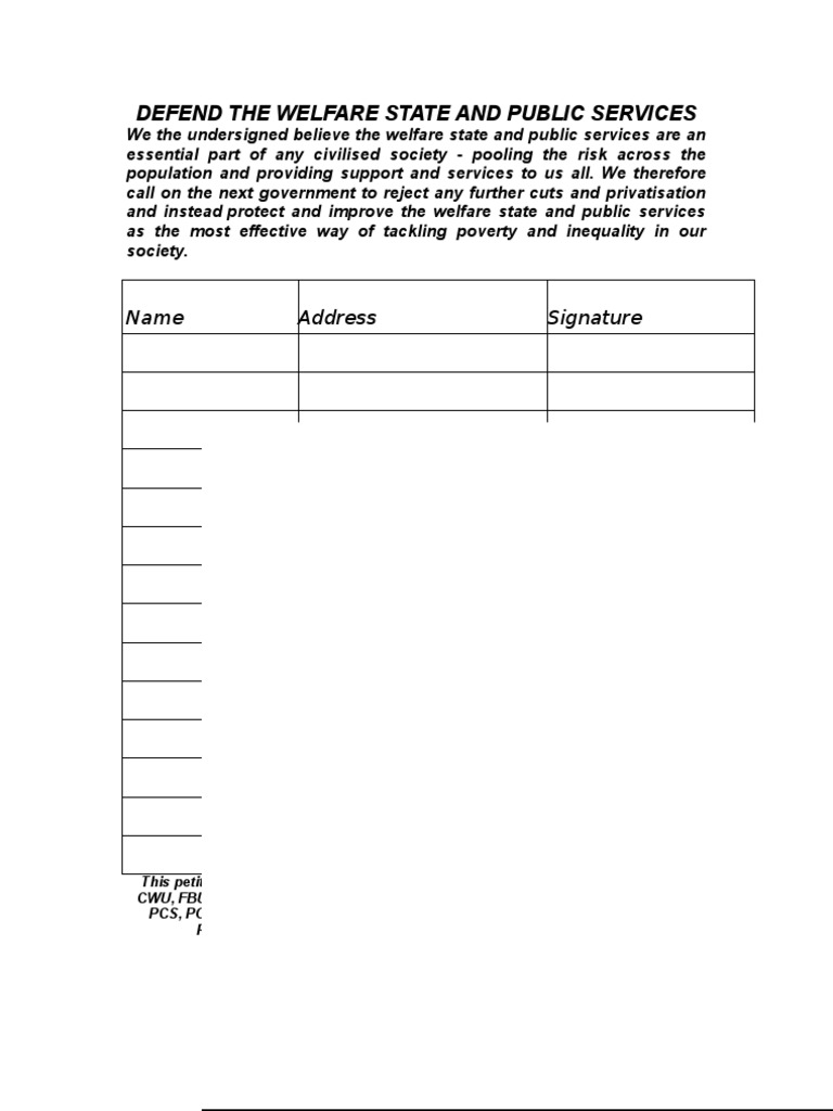 Defend The Welfare State and Public Services | PDF