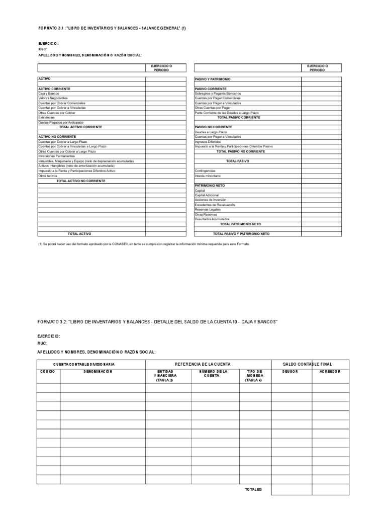 Formato 3 - Libro de Inventarios y Balances | Compartir (Finanzas ...