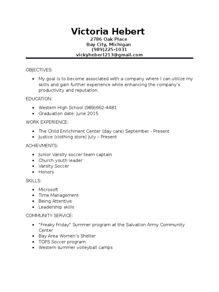 Victoria Hebert's Resume Overview | PDF