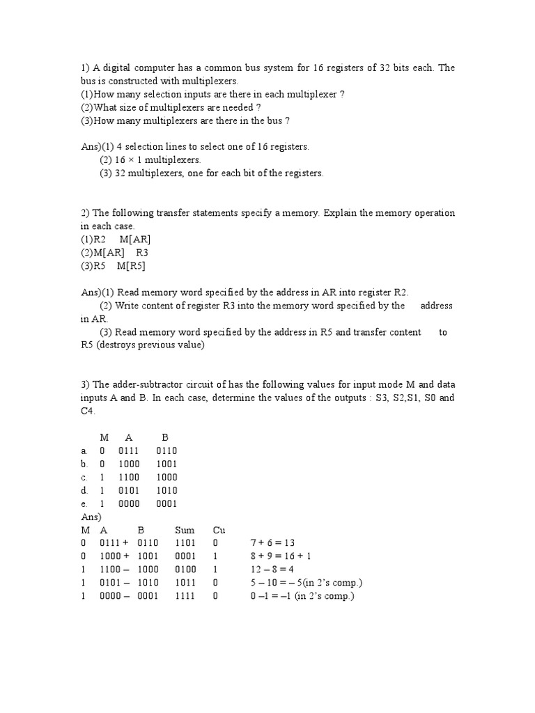 COA GTU Tutorial Solution Part 1 | PDF | Bit | Computer Engineering