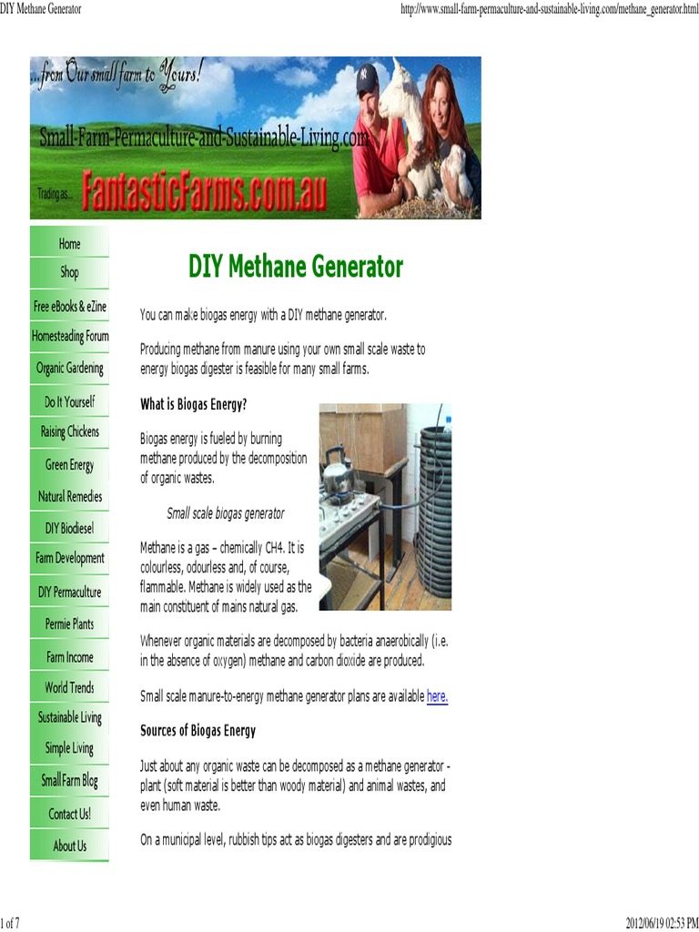 Build Your Own Methane Generator | PDF