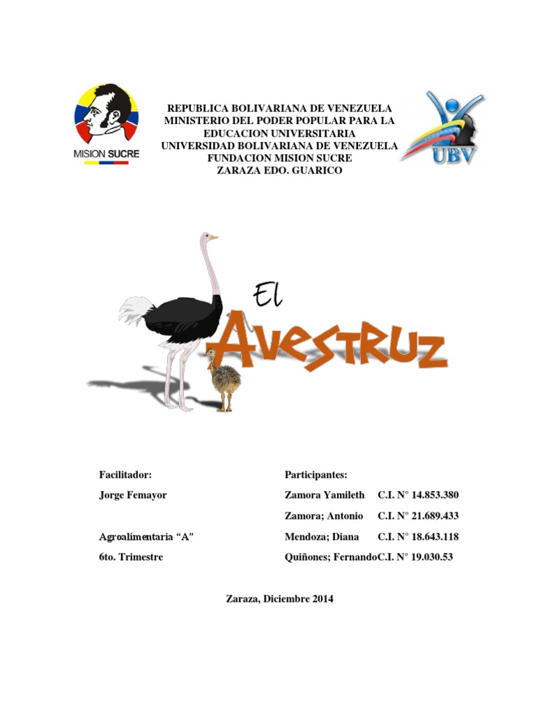 Portada Trabajo Avestruz PDF | PDF