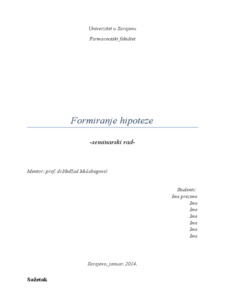 Formiranje Hipoteze | PDF