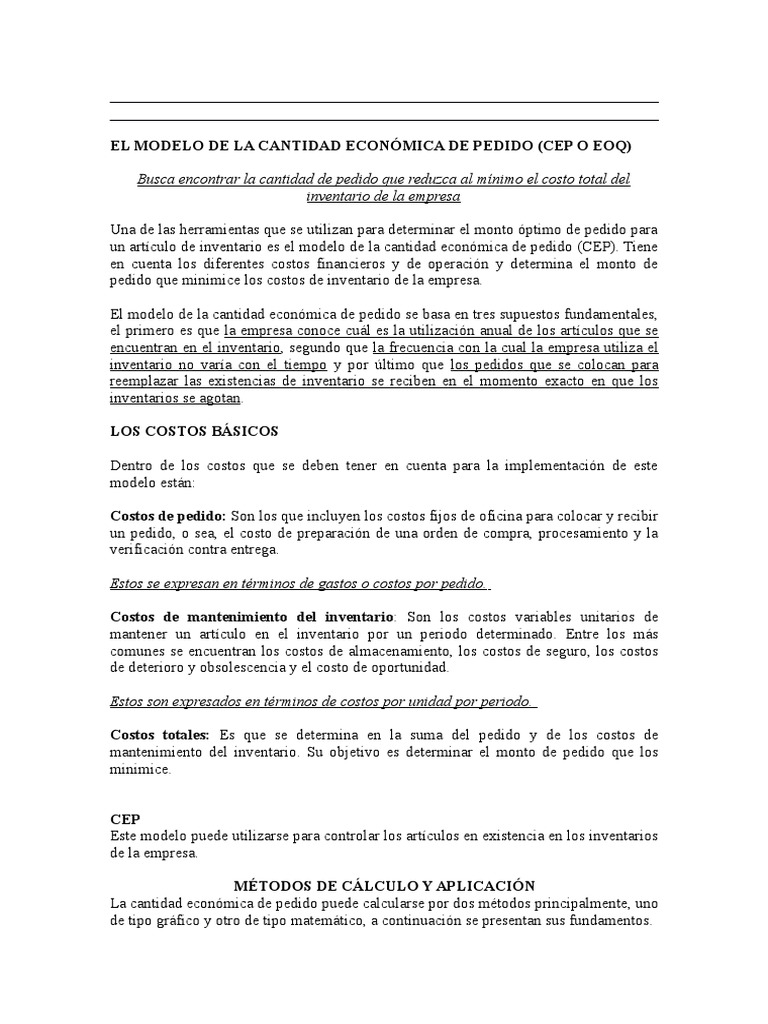 Modelo CEP: Optimización de Inventario | PDF | Inventario | Función (Matemáticas)